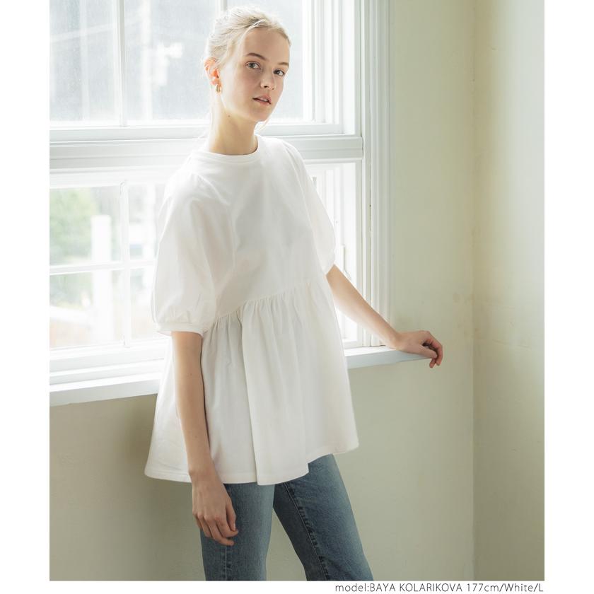 coca セール★2490円→1490円 カットソー レディース パフスリーブ ミニ裏毛 ティアードスウェット 無地 ふんわり コットン バルーン袖 メール便不可 24ss コカ : coca ...