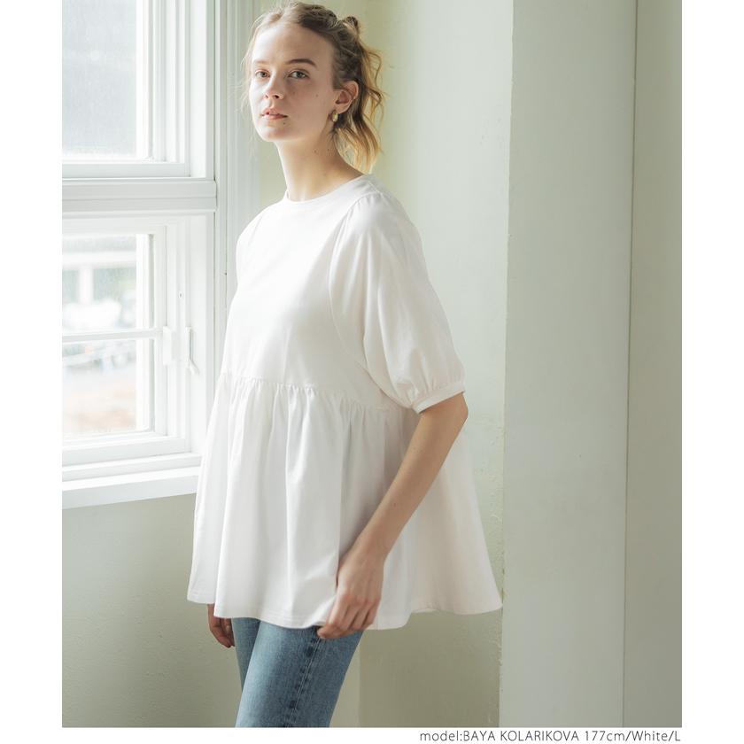 coca セール★2490円→1490円 カットソー レディース パフスリーブ ミニ裏毛 ティアードスウェット 無地 ふんわり コットン バルーン袖 メール便不可 24ss コカ : coca ...