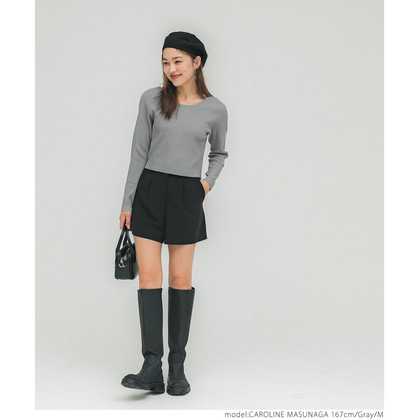 セール★1690円→550円 ニット レディース リブニット カットソー クロップド丈 ショート丈 コンパクト ストレッチ 長袖 GC メール便不可 23aw coca コカ :66 ...