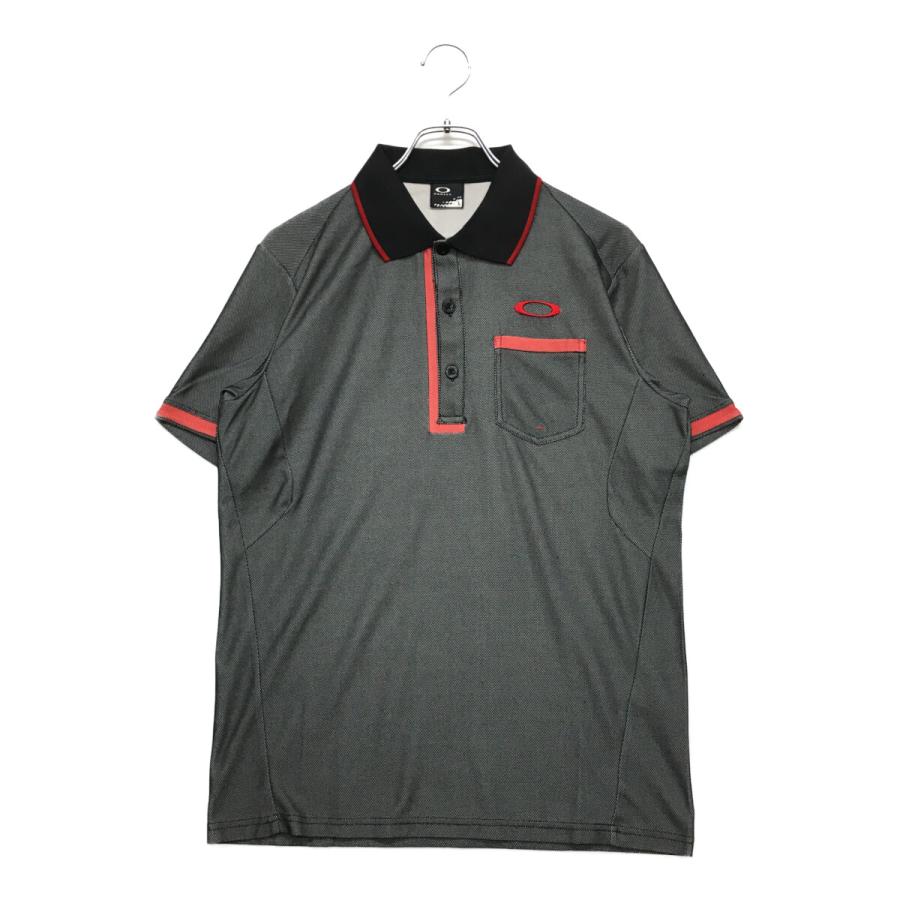 coco 中古 オークリー OAKLEY メンズ 半袖ポロシャツ L 黒×赤 ブラック×レッド シンプル レターパックプラス発送可 89787 ...