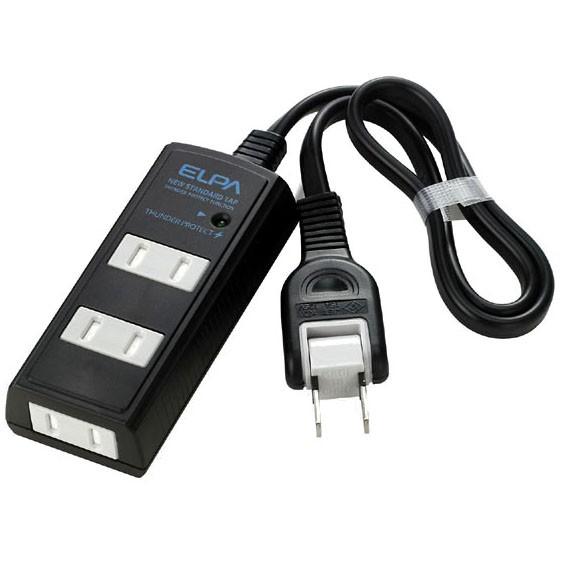 ELPA 耐雷サージ付コード付タップ 黒 0.5m 3個口 WBT-3005SBN（BK） : cocoatta - 通販 - Yahoo!ショッピング