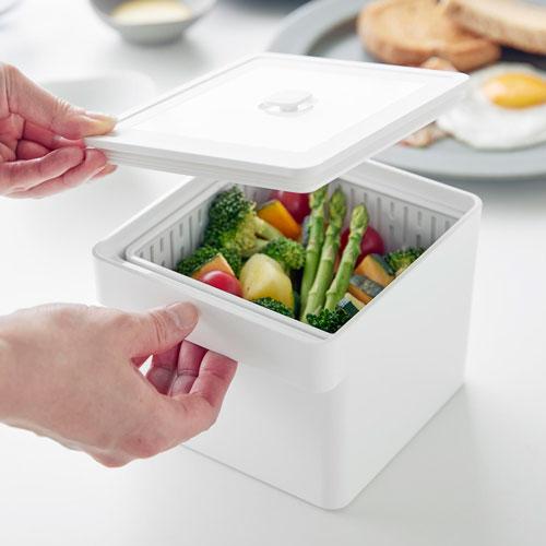 山崎実業 tower 電子レンジ・食洗機対応 ザル付き保存容器 タワー ホワイト : cocoatta - 通販 - Yahoo!ショッピング