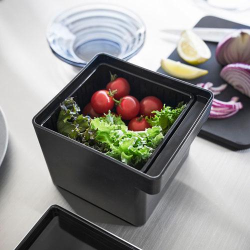 山崎実業 tower 電子レンジ・食洗機対応 ザル付き保存容器 タワー ブラック : cocoatta - 通販 - Yahoo!ショッピング