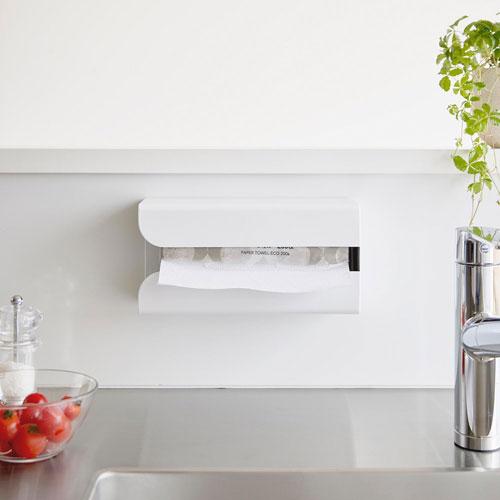 山崎実業 マグネットポリ袋＆キッチンペーパーホルダー タワー tower ホワイト 3773 : cocoatta - 通販 - Yahoo!ショッピング