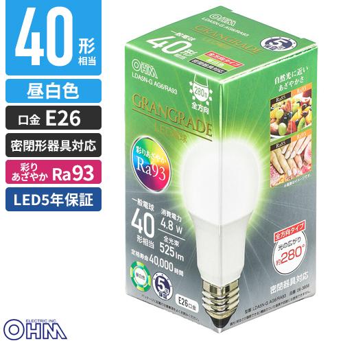 オーム電機 5年保証 LED電球 E26 40形相当 昼白色 LDA5N-G AG6/RA93 : cocoatta - 通販 - Yahoo!ショッピング