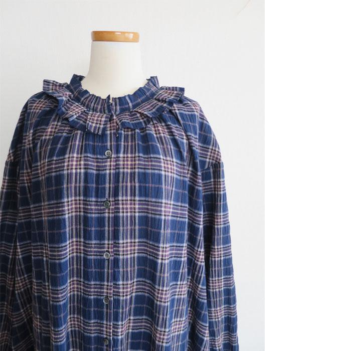 ista-ire イスタイーレ ワッシャーチェック コットン タック衿 ワンピース 前開き 綿 ナチュラル 2602-4330 通販 7914 : ナチュラル服 Berry - 通販 ...