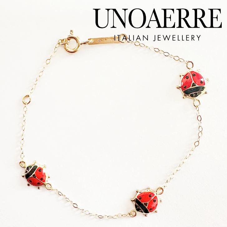 UNOAERRE ウノアエレ ブレスレット てんとう虫 18金 K18 ゴールド シンプル イタリア製 巾着袋＆ジュエリーBOX付き ...