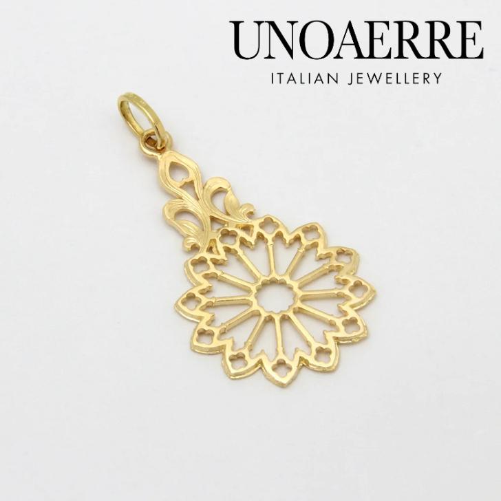 ウノアエレ UNOAERRE ピアス ペンダント 18金 K18 K18YG 750YG バラ窓デザイン ゴールド ペンダントヘッド ペンダントトップ イエローゴールド イタリア製 ...