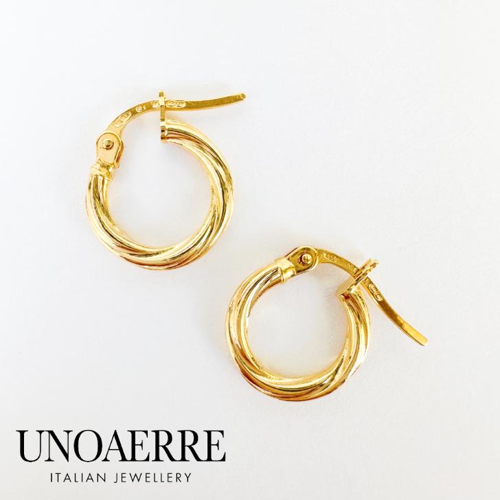 UNOAERRE ウノアエレ ピアス 18金 K18 イエローゴールド フープピアス イタリア製 巾着袋＆ジュエリーBOX付き！ プレゼント : ココクロスYahoo!ショップ - 通販 ...