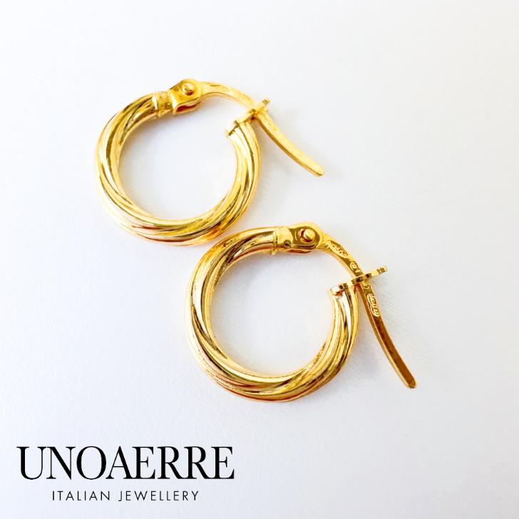 UNOAERRE ウノアエレ ピアス 18金 K18 イエローゴールド フープピアス イタリア製 巾着袋＆ジュエリーBOX付き！ プレゼント : ココクロスYahoo!ショップ - 通販 ...