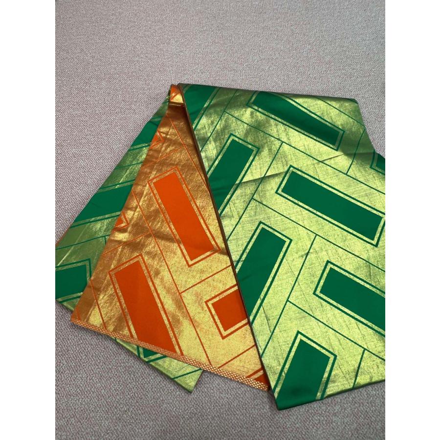 貸衣装処分品 丸帯 オレンジ 緑 たてや 練習用 440cm : j34 : 古古美心 - 通販 - Yahoo!ショッピング