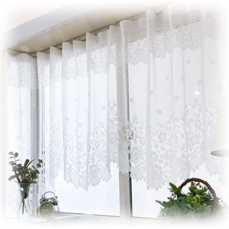 出窓 カーテン レース エレガンス おしゃれ スタイリッシュ 多機能 パイル 遮熱 日本製 300×105cm 白 : cocona plus - 通販 - Yahoo!ショッピング