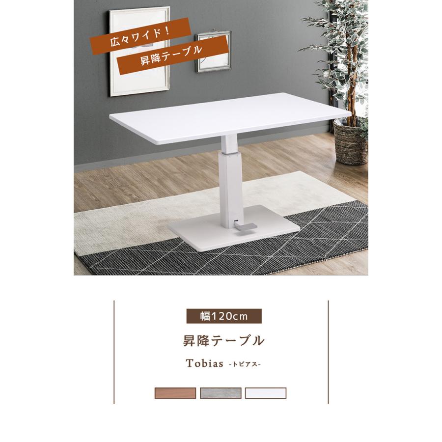 昇降式 テーブル 幅120cm 長方形 無段階昇降 アジャスター付き 高さ調節 高さ調整 リビングテーブル ハイタイプ ハイテーブル パソコンデスク デスク モダン : 家具のCoCoSa ...
