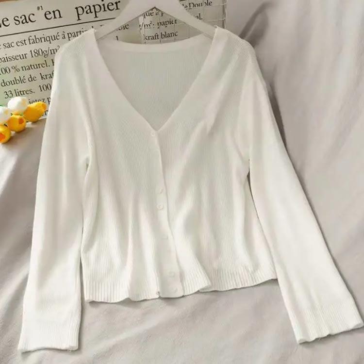 カーディガン ニット 春 秋 レディース 無地 ショート丈 Vネック 長袖 ライトアウター おしゃれ 7色 薄手 オフィス 通勤 羽織り シンプル ト : Cocotch ヤフー店 - 通販 ...