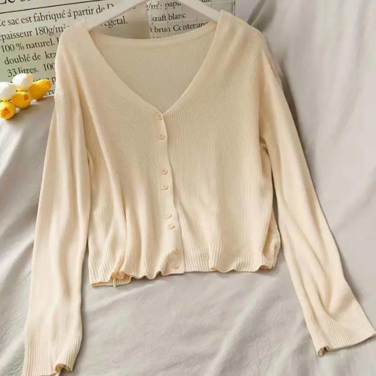 カーディガン ニット 春 秋 レディース 無地 ショート丈 Vネック 長袖 ライトアウター おしゃれ 7色 薄手 オフィス 通勤 羽織り シンプル ト :bere153094:Cocotch ...