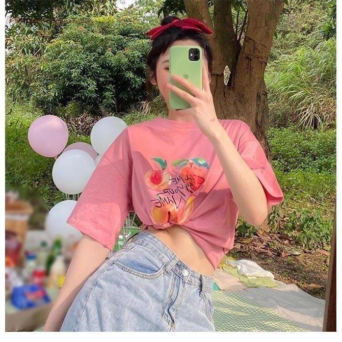 半袖Tシャツ夏Tシャツレディースフルーツ柄ゆったりクルーネックカットソーホワイトサマーTシャツピンクレディースTシャツ : Cocotch ヤフー店 - 通販 - Yahoo!ショッピング