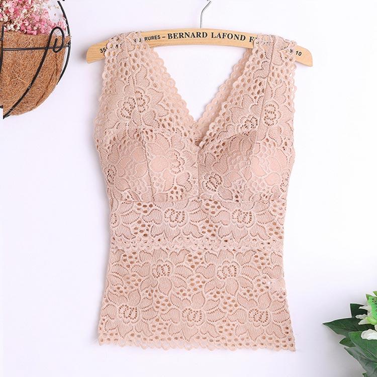 カップ付き レースタンクトップ 総レース キャミソール vネック インナー 重ね着 レディース ブラトップ 肌着 送料無料 パッド付き ノンワイヤーブ : Cocotch ヤフー店 - 通販 ...