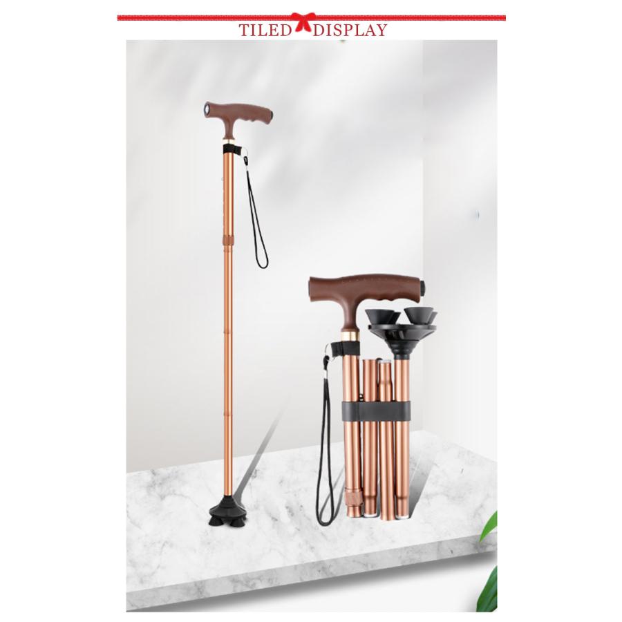 4脚 ステッキ 杖 折りたたみ 高齢者 LEDライト付き 四点 軽量 高さ調節 伸縮 介護 補助 敬老の日 高さ調節 女性 男性 おしゃれ 自立式 ス :lovew255050:Cocotch ...