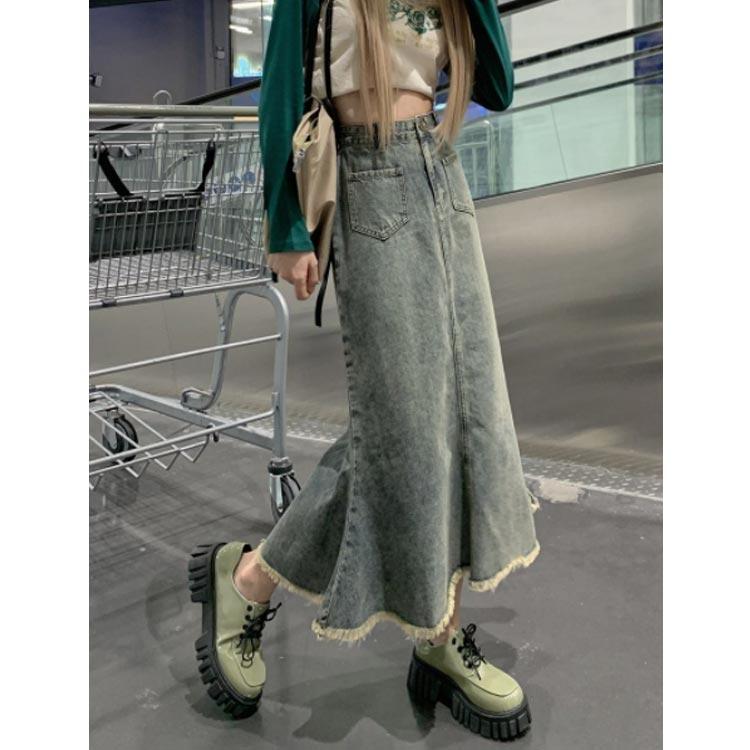 デニム マーメイドスカート ロングスカート レディース タイト デニススカート マーメイド スカート ハイウエスト フリンジ 送料無料 ヴィン : Cocotch ヤフー店 - 通販 ...