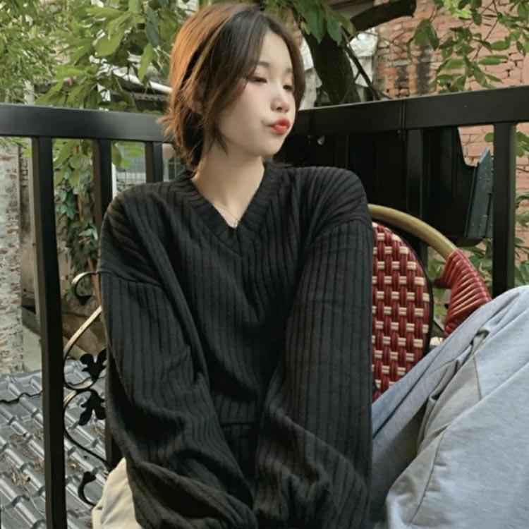 Vネックスウェットトレーナー スウェット トップス レディース ショート丈 トレーナー ゆったり 長袖 ベージュ 春 : Cocotch ヤフー店 - 通販 - Yahoo!ショッピング