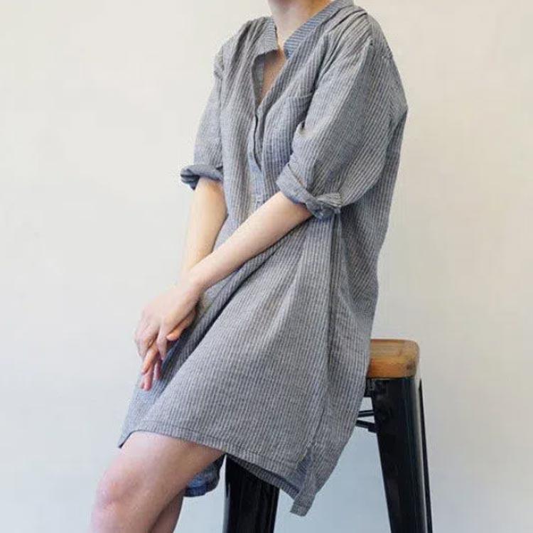 ストライプロングシャツ ロングシャツ ストライプ柄シャツ シャツワンピース シャツワンピ ストライプ シャツ ブラウス レディース チュニック 5分袖 : Cocotch ヤフー店 - 通販 ...