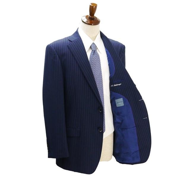 JUNKO SHIMADA SHIMDA JS homme 2つボタン シングルスーツ AB7 L ダークネイビー ストライプ ノータック 春秋冬 G142J104-0 5NB040 : 中古 ...
