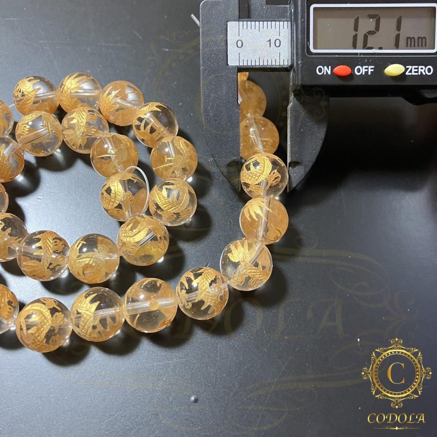 水晶 AAAAAA 龍 金彫 彫り物 連材 ラウンド 12mm ブレスレット パワーストーン クオーツ 数珠 ビーズ 天然石 ...