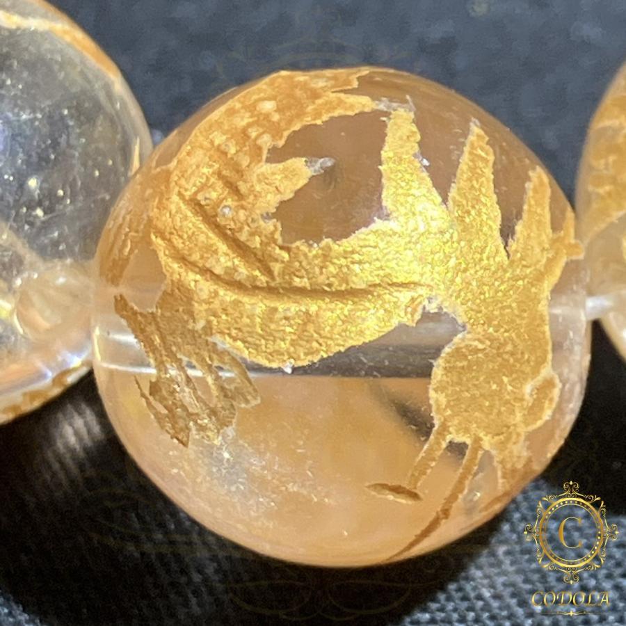 水晶 AAAAAA 龍 金彫 彫り物 1粒売り ラウンド 12mm ブレスレット パワーストーン クオーツ 数珠 ビーズ 天然石 ...