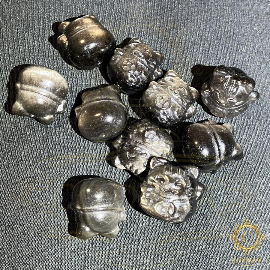 シルバーオブシディアン 1粒売 最高品質 パワーストーン 招き猫 ビーズ 天然石 天然石のビーズ 集中力 アクセサリーパーツ : CODOLA ...