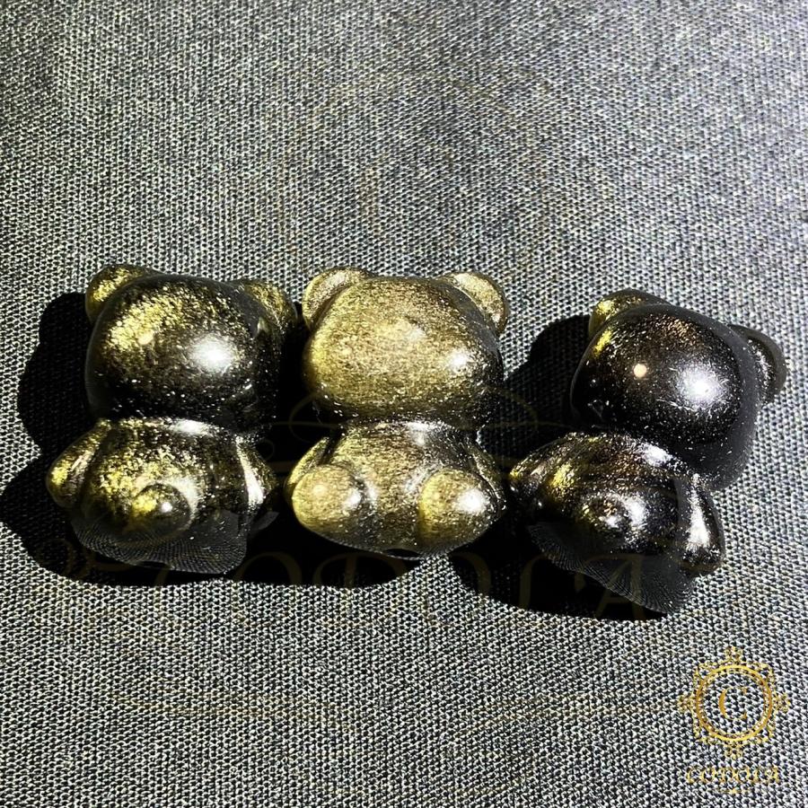 ゴールドオブシディアン クマ 1粒売 18*14mm テディベア カービングストーン 彫刻 パワーストーン 天然石 天然石のビーズ ...