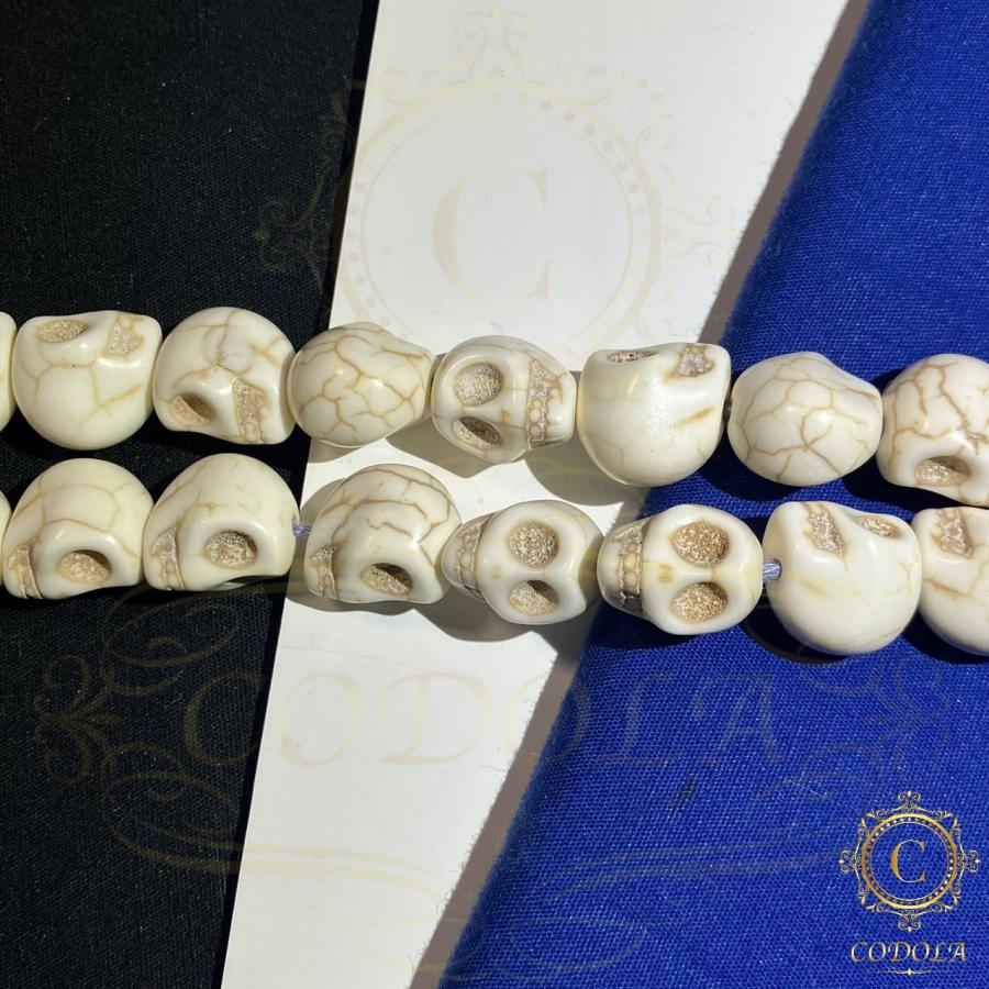 ハウライト スカル 天然 天然石 半連材 かっこいい 可愛い お買い得 パワーストーン ビーズ ワンポイント : CODOLA-天然石の卸売 ...