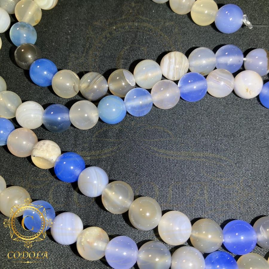 ブルーレースアゲート 染色あり 連材 ラウンド 天然石 パワーストーン プレゼント アクセサリー ヒーリング 天然石のビーズ 高品質 ...