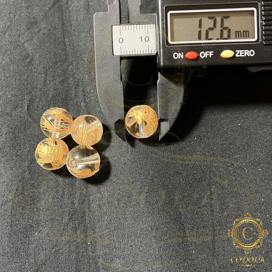 水晶 AAAAAA 朱雀 金彫 彫り物 5粒売り サンスクリット 12mm パワーストーン クオーツ 数珠 ビーズ 天然石 高品質 ...
