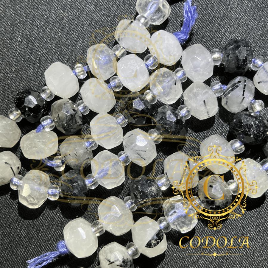 ブラックルチル ホイールカット 8×6 半連材 高品質 エピトード 針状結晶 サージェナイト 天然石 パワーストーン 希少 天然石のビーズ ...