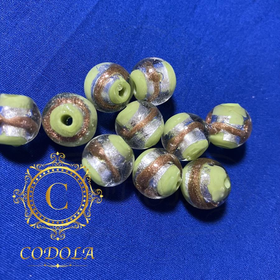 瑠璃 ぐんま玉 11-12mm 粒売 緑＊金 人工 金箔ガラスビーズ ガラスビーズ ガラスパーツ 箔入りとんぼ玉 とんぼ玉 金箔 ...