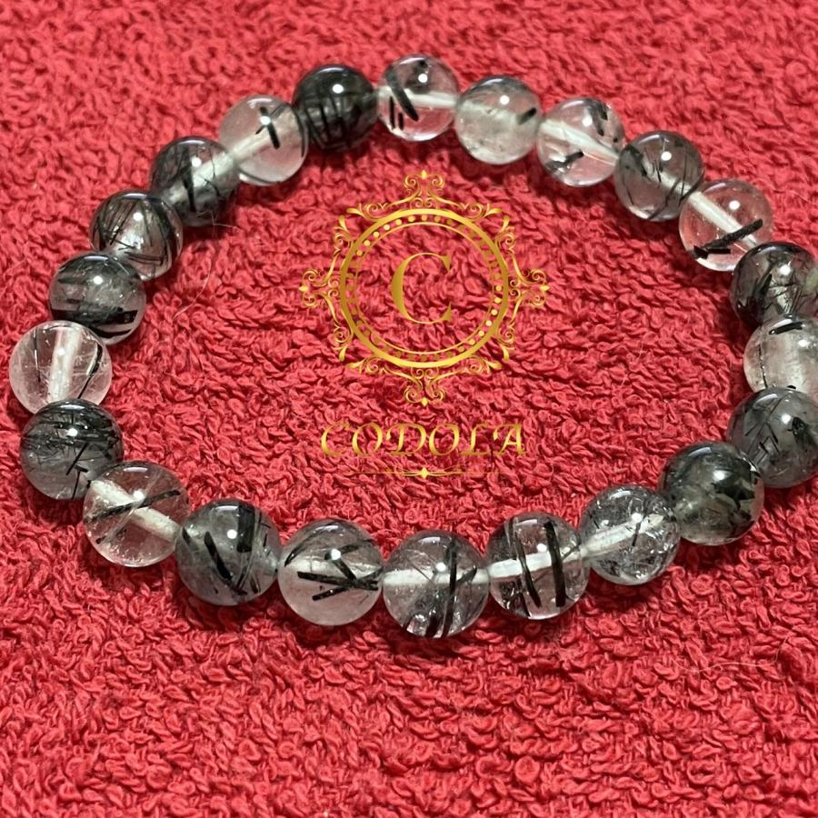 ブラックルチル 6mm ブレスレット 半連 丸玉 AAAAA ルチルクオーツ ブラックルチルクオーツ 天然石 黒針結晶内包水晶 黒針水晶 ...