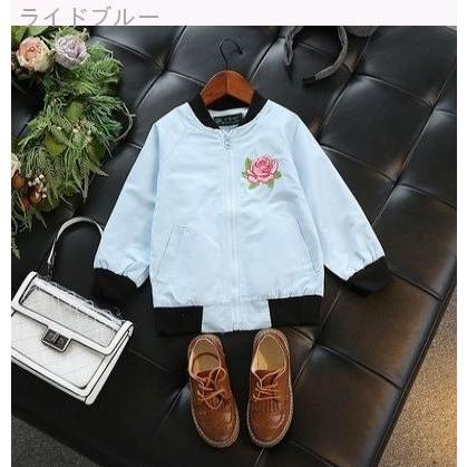 ジャケット ブルゾン ジャンパー ライトアウター スカジャン 韓国系子供服 キッズ 女の子 秋 冬 薄手 刺繍 薔薇 :a58434 ...