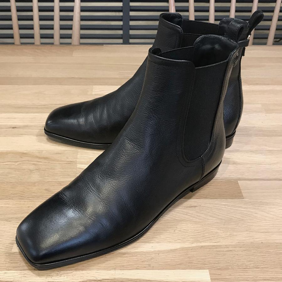 FERRAGAMO 【新品同様】フェラガモ ガンチーニ チェルシー サイドゴアブーツ ブラック カーフ CHELSEA #8.5 26cm ...