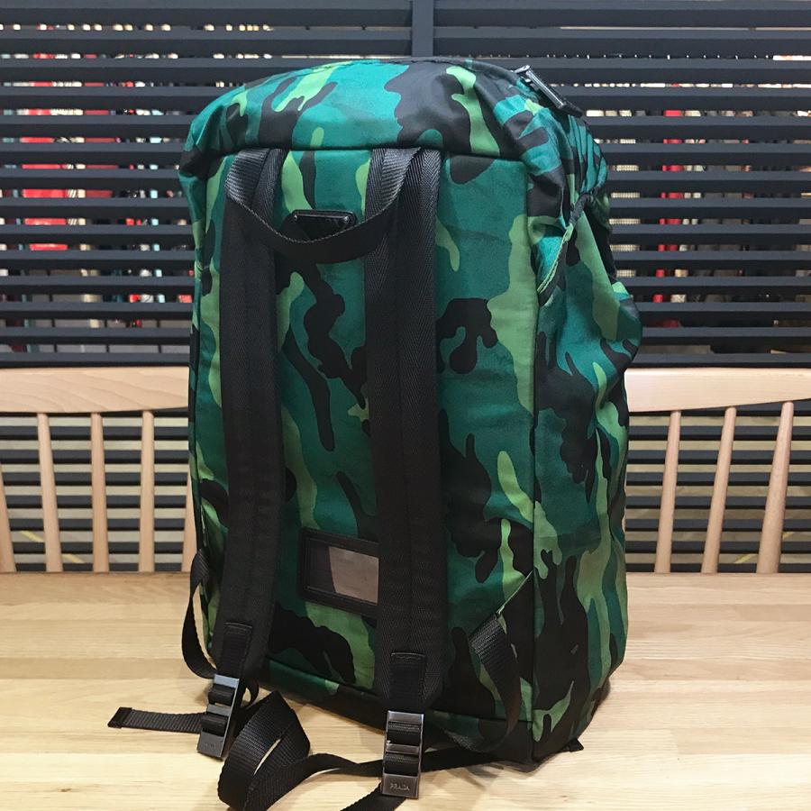 PRADA 【超美品】プラダ リュックサック バックパック ナイロン グリーン系カモフラージュ V135 迷彩 メンズ 09090 ...