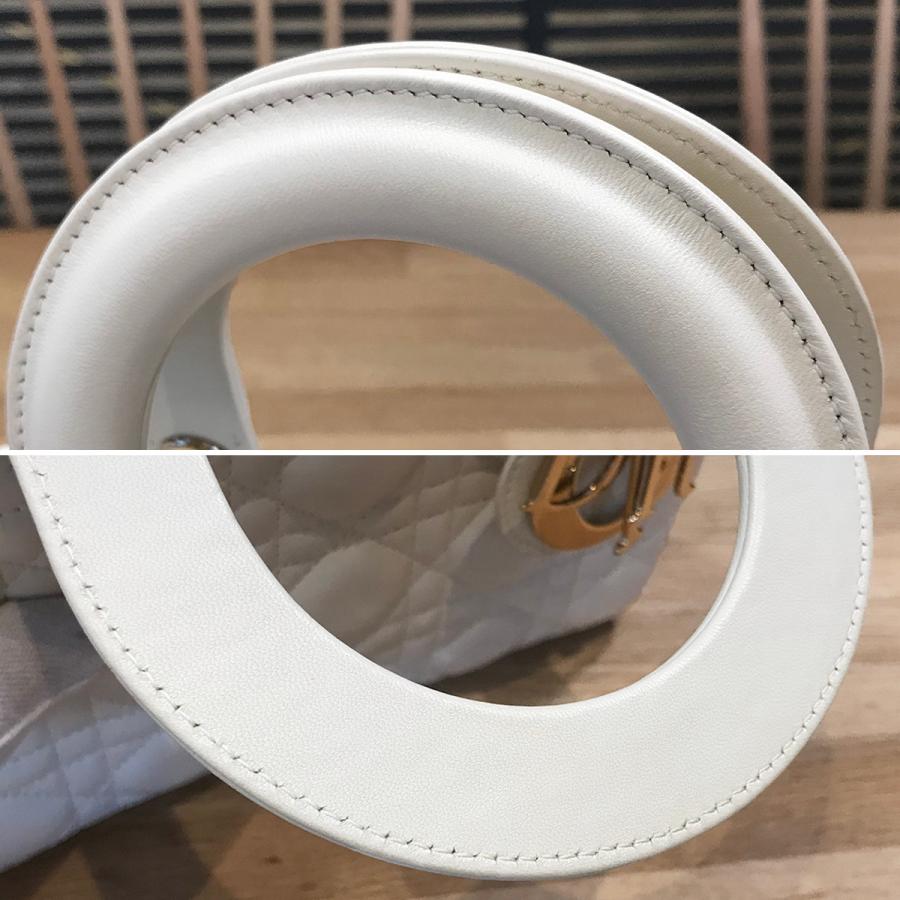 【良品】ディオール マイレディディオール カナージュ ラムスキン ホワイト M0538OCAL-030U ショルダー 2WAY ハンドバッグ ...