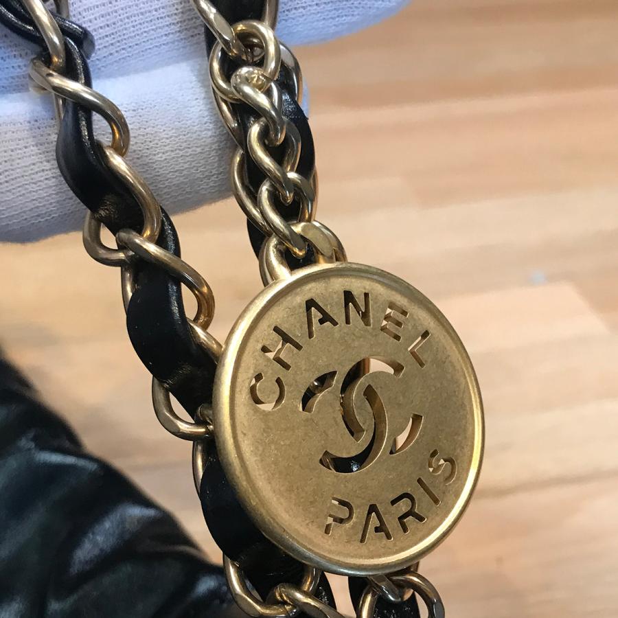 CHANEL 【新品同様】シャネル CHANEL22 スモール チェーントートバッグ シャイニーカーフ ブラック AS3260 シャネル22 ...