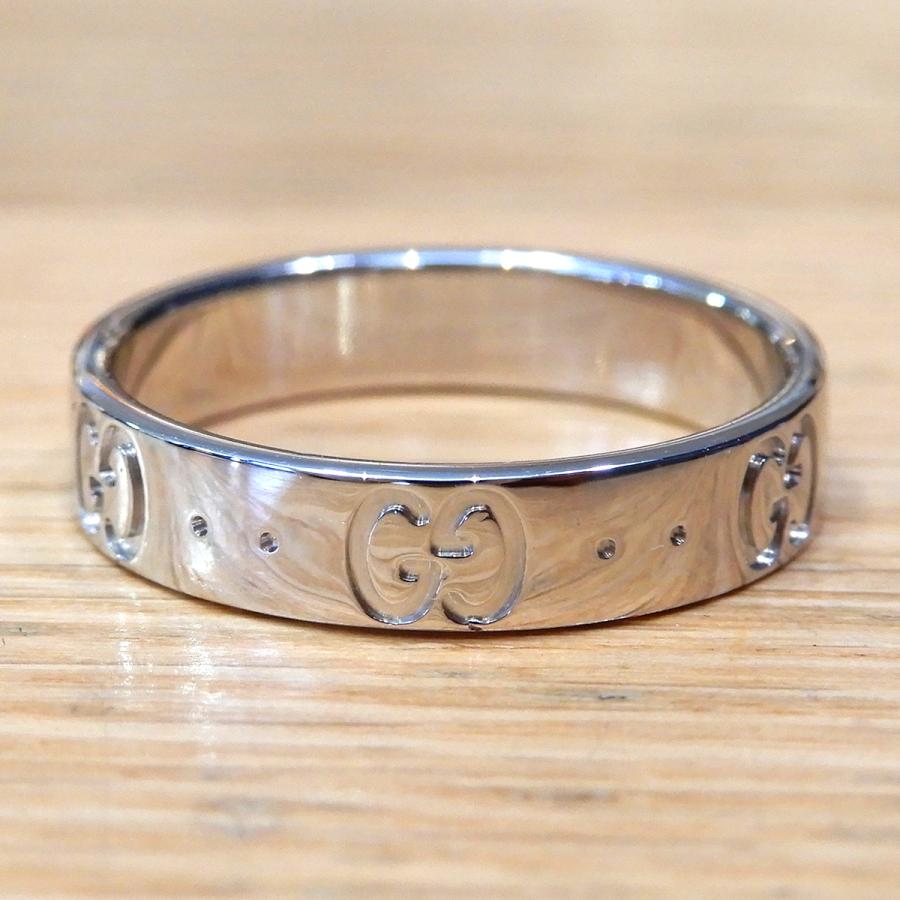 GUCCI 【新品同様】グッチ アイコンリング K18WG 660070 12号 ホワイトゴールド GG 指輪 12389 ...