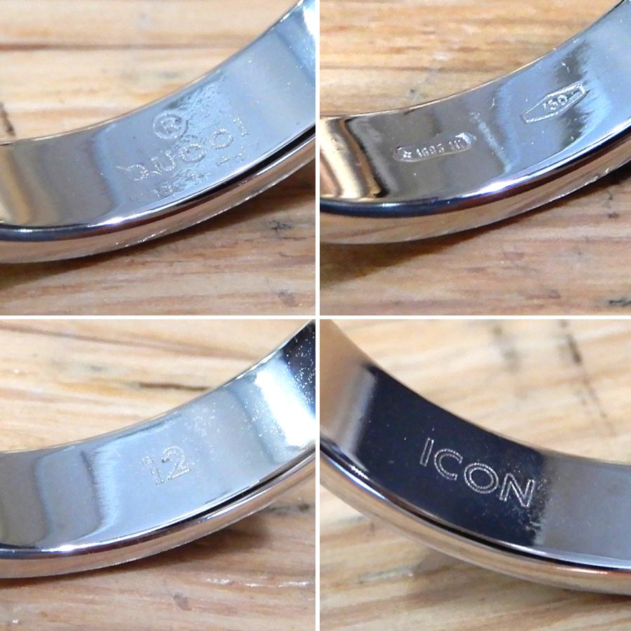 GUCCI 【新品同様】グッチ アイコンリング K18WG 660070 12号 ホワイトゴールド GG 指輪 12389 ...