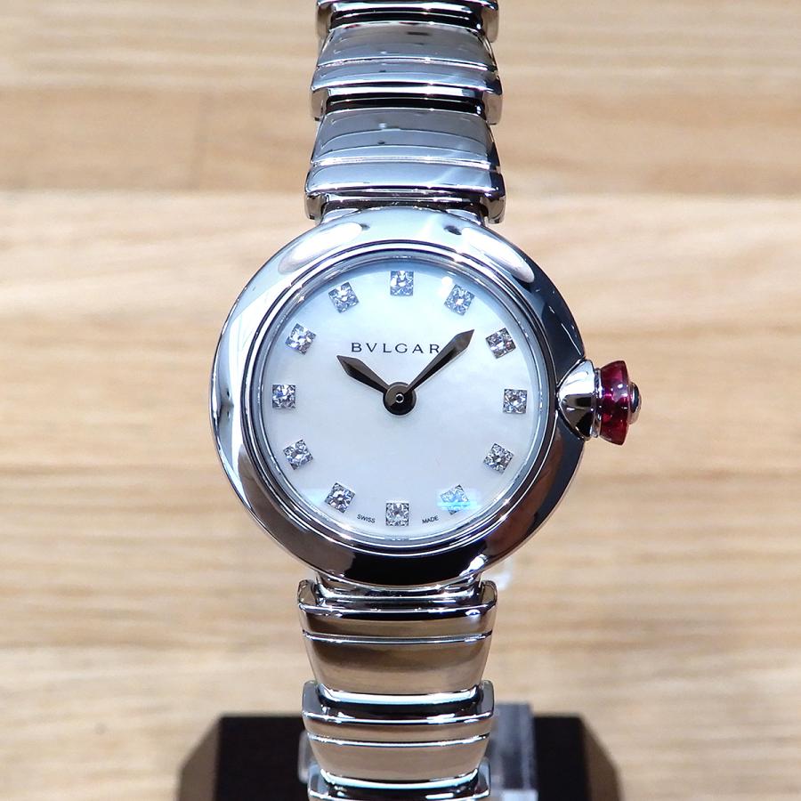 BVLGARI 【新品同様】ブルガリ ルチェア 12Pダイヤ シェル文字盤 LU23S クォーツ 研磨済み レディース時計 12495 ...