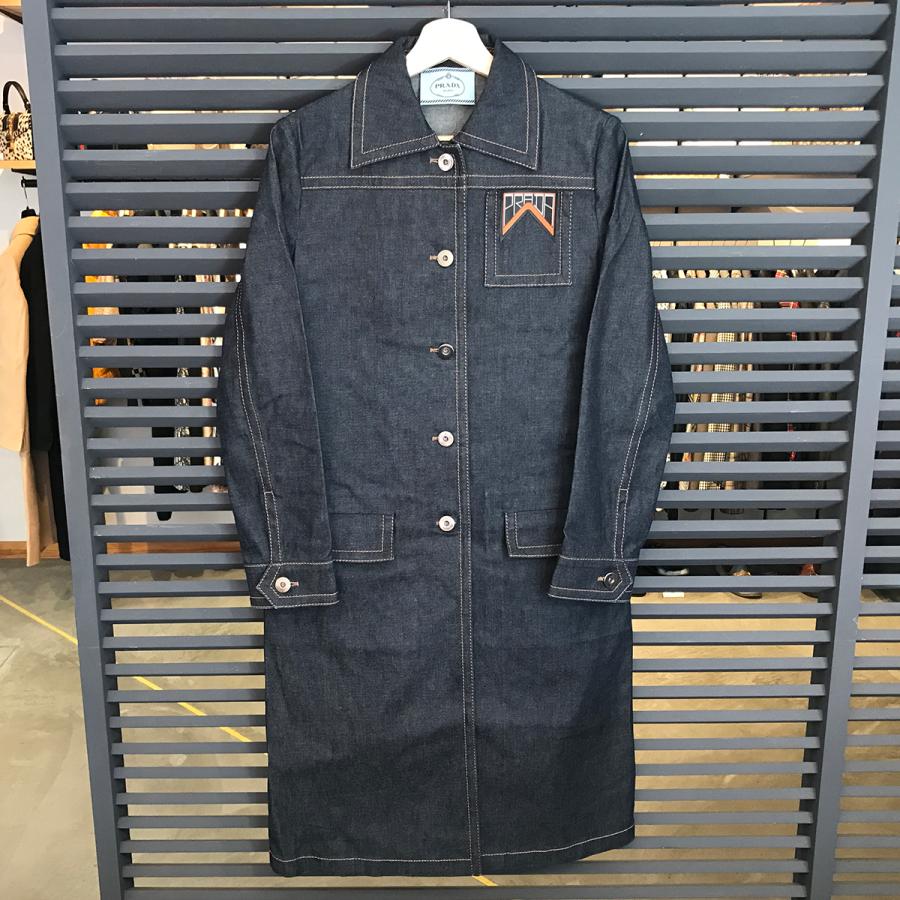 PRADA 【超美品】プラダ デニム ステンカラーコート インディゴ #38S Mサイズ ネイビー 紺 12504 : Coeuriche ...