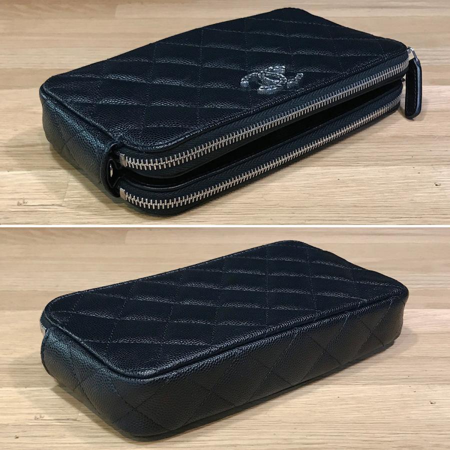 【新品同様】シャネル チェーンクラッチ キャビアスキン ブラック シルバー金具 AP3837 チェーンウォレット グレインドカーフ 13143 ...