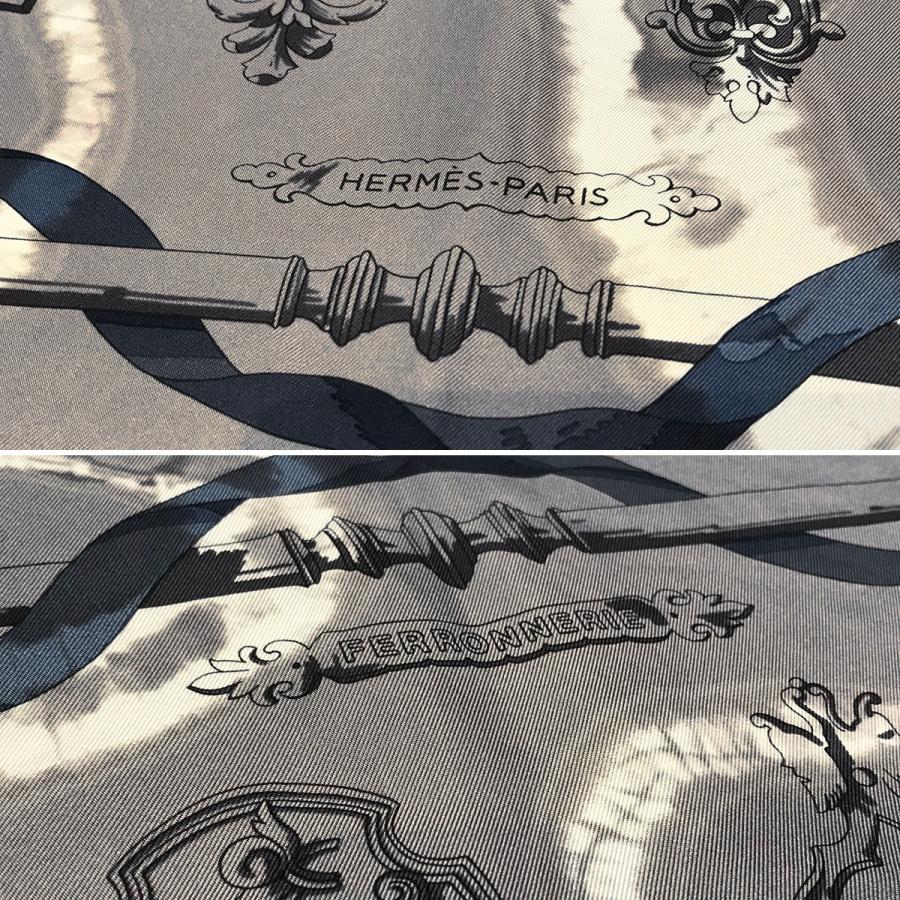HERMES 【超美品】エルメス カレH 80 フェロヌリープランソレイユ オラージュ マリンフォンセ シルク100% グレー系 13539 : Coeuriche ヤフーショッピング店 ...