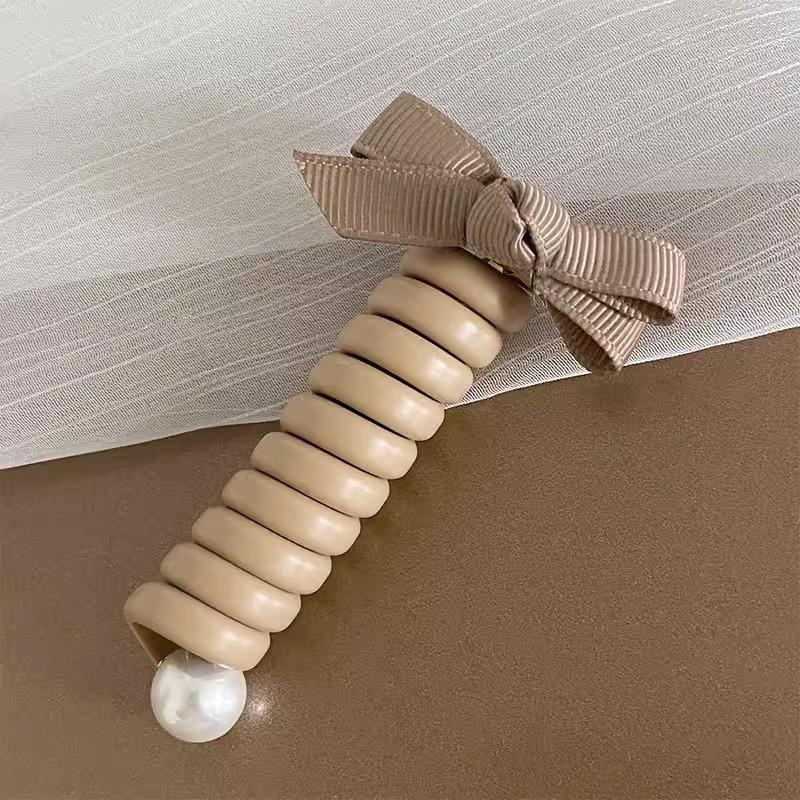 コイルポニー リボン パール スパイラルヘアリング ぐるぐる ヘアゴム コイルアップ ヘアアクセサリー ワイヤーポニー ブラック 可愛い 子供 HG-54 : 雑貨屋cohaco - 通販 ...