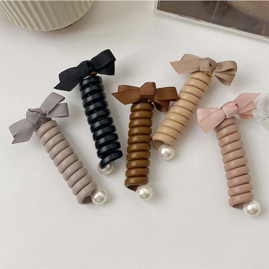コイルポニー リボン パール スパイラルヘアリング ぐるぐる ヘアゴム コイルアップ ヘアアクセサリー ワイヤーポニー ブラック 可愛い 子供 HG-54 : 雑貨屋cohaco - 通販 ...
