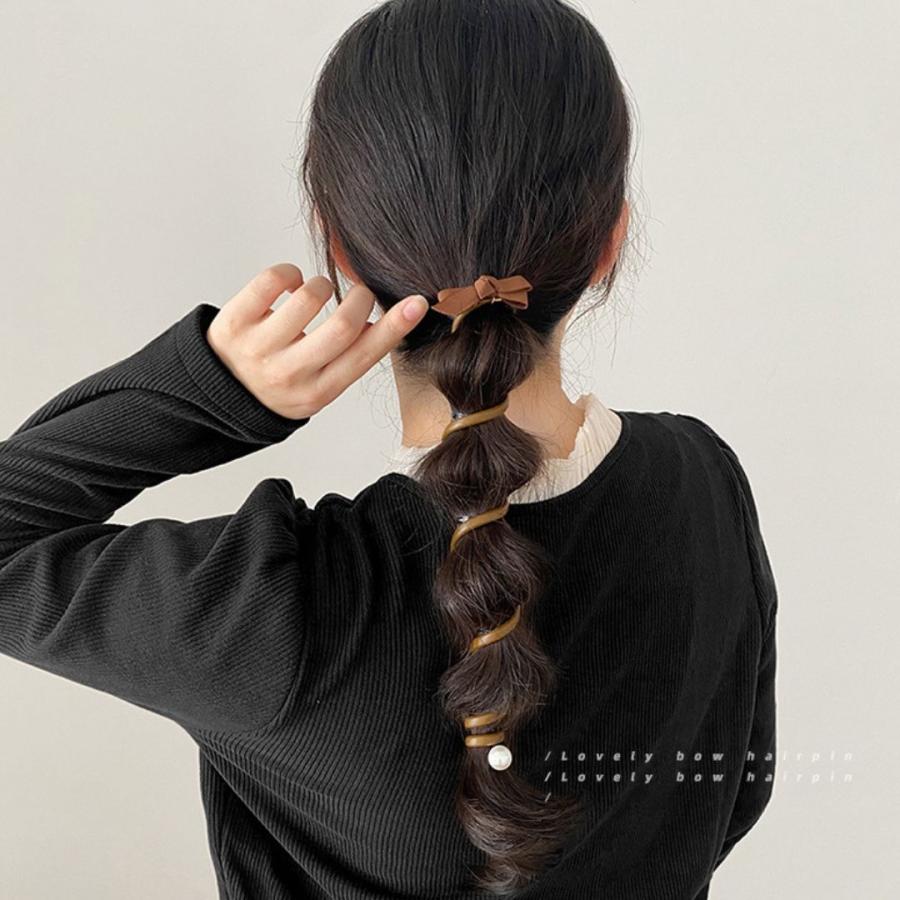 コイルポニー リボン パール スパイラルヘアリング ぐるぐる ヘアゴム コイルアップ ヘアアクセサリー ワイヤーポニー ブラック 可愛い 子供 HG-54 : 雑貨屋cohaco - 通販 ...